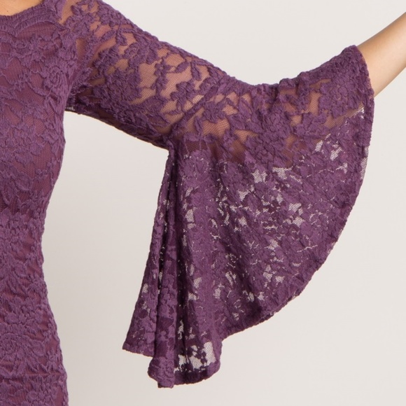 Dresses | Purple Lace Overlay Off Shoulder Fitted Dress | Poshmark